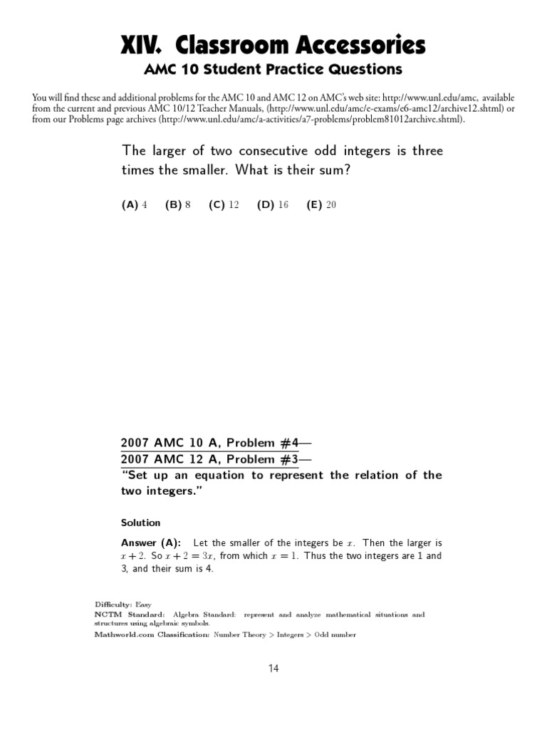 AMC 10/12 Math Practice Problems | PDF | Sphere | Equations