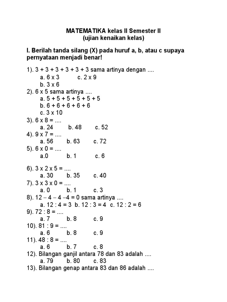 MATEMATIKA Kelas II Semester II | PDF | Griya & Taman | Seni
