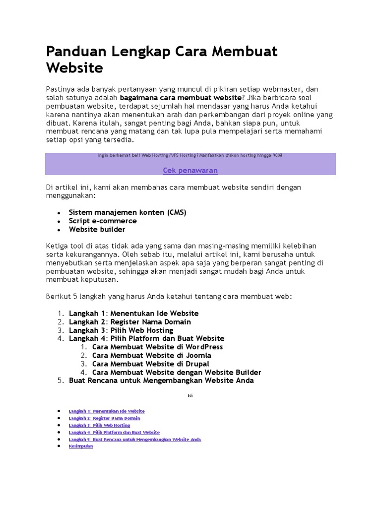 Panduan Lengkap Membuat Website Sederhana | PDF | Bisnis | Komputer