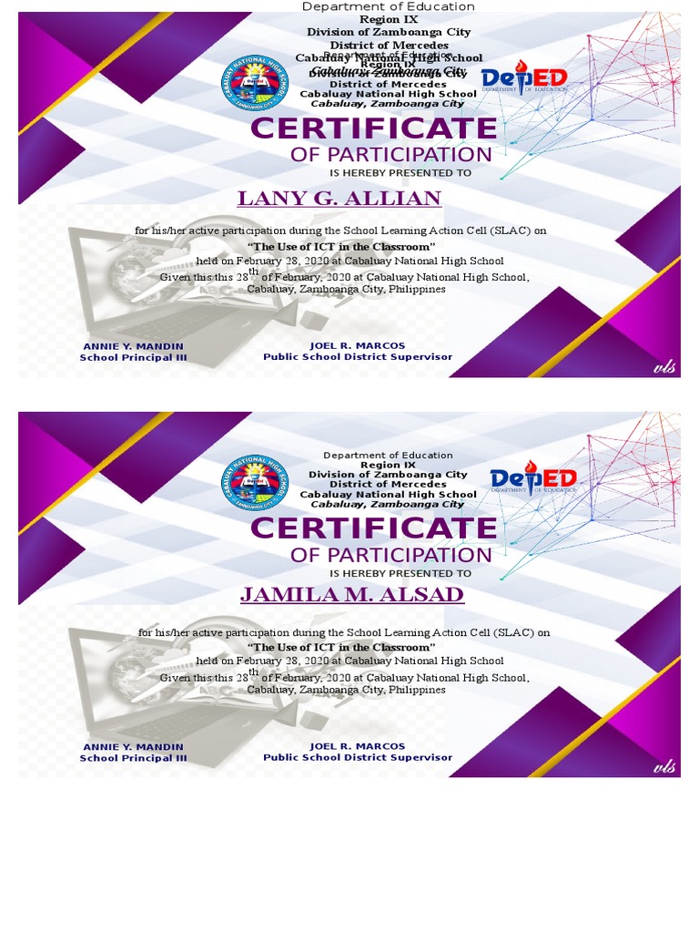 Slac Certificate | PDF