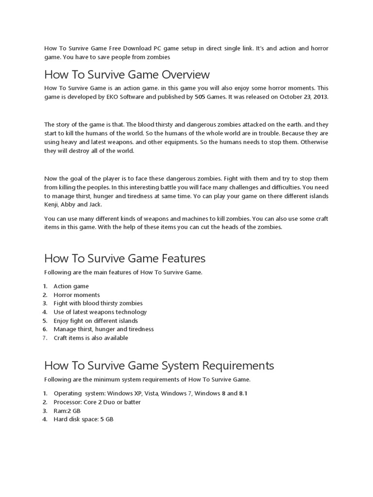 How To Survive Game | PDF