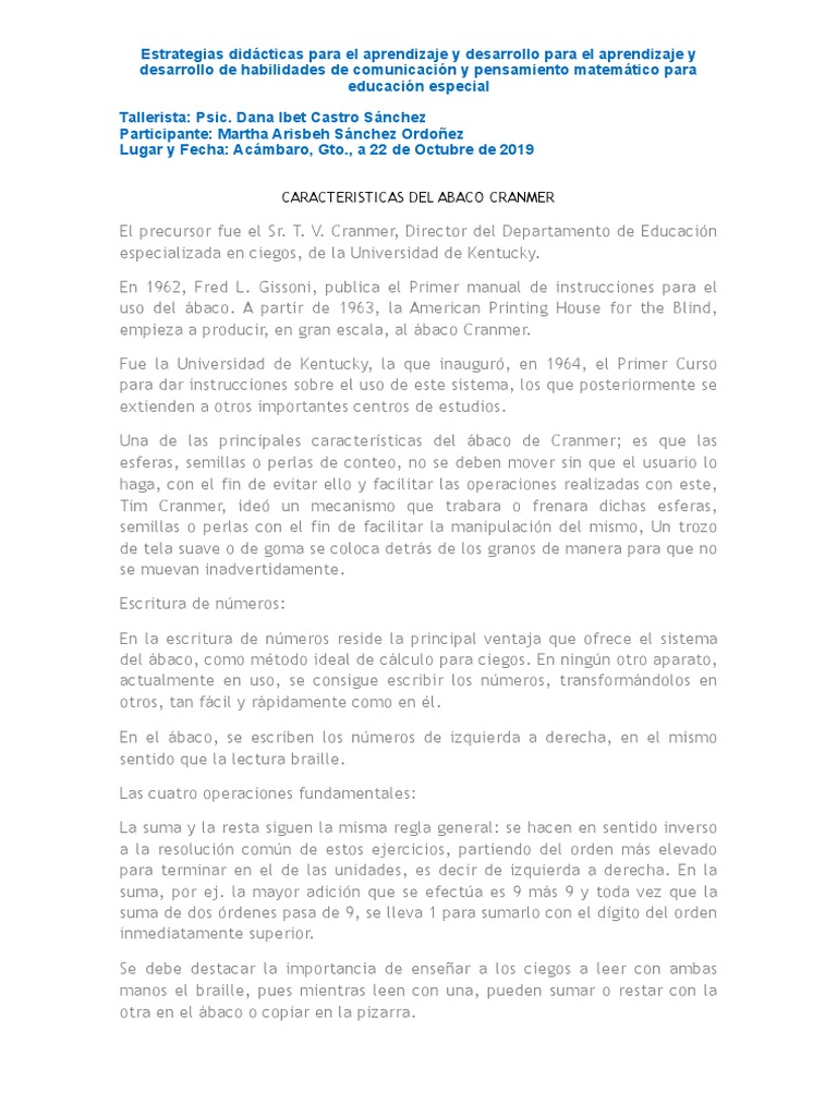 Caracteristicas Del Abaco Cranmer | PDF