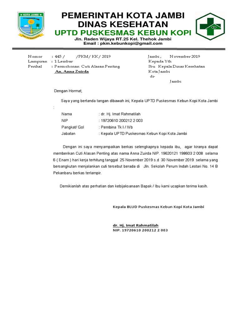 Surat Cuti Alasan Penting New | PDF