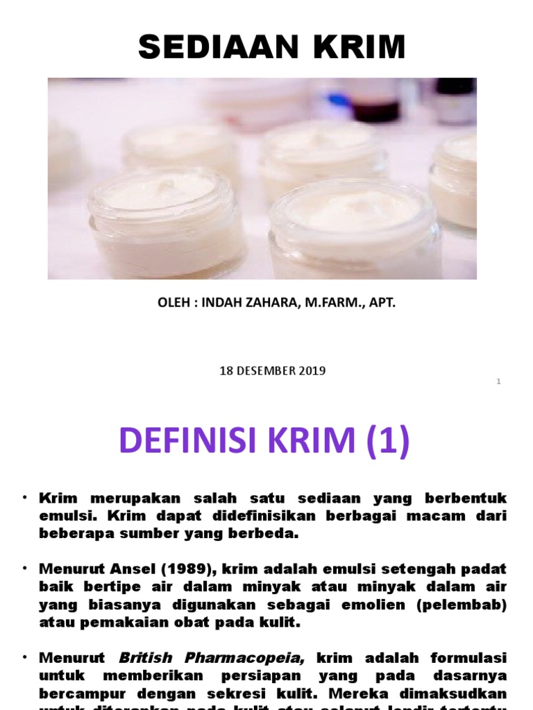 Definisi dan Jenis Sediaan Krim | PDF
