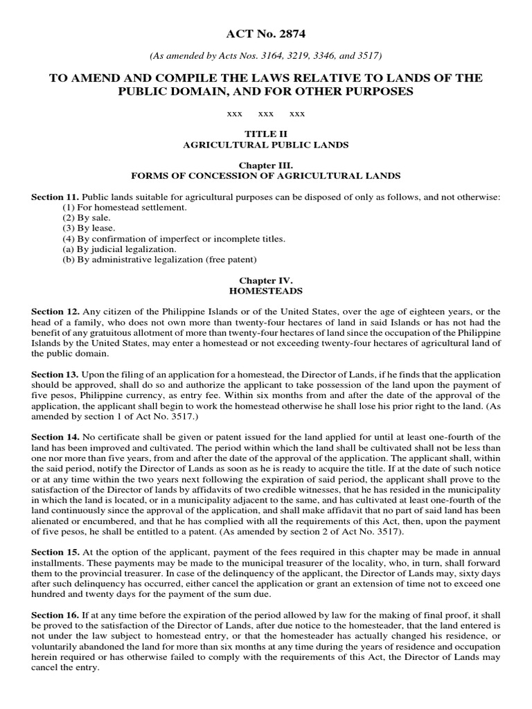 Homestead Patent Laws | PDF