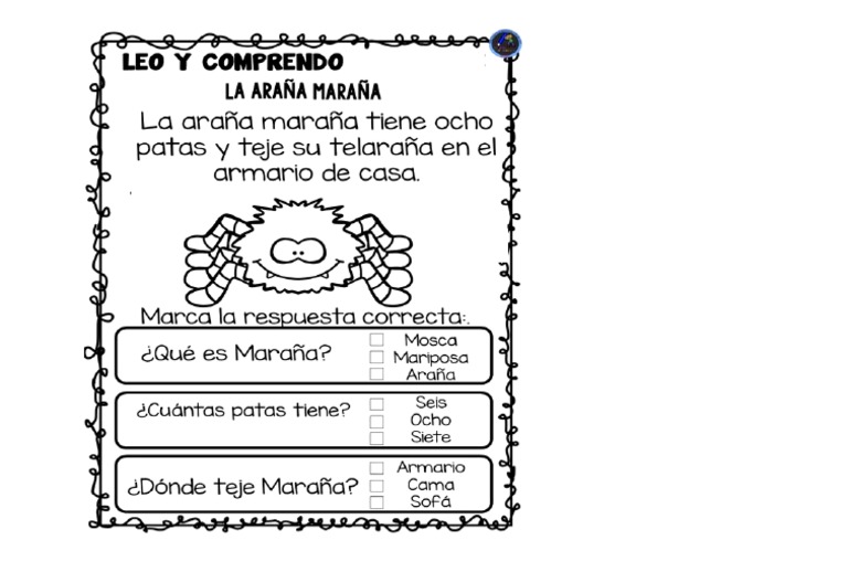 Comprension Lectora La Araña | PDF