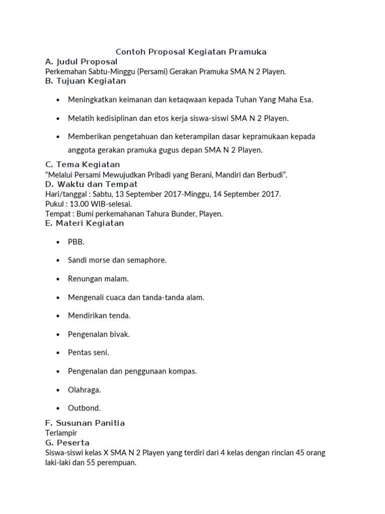Contoh Proposal Kegiatan Pramuka | PDF