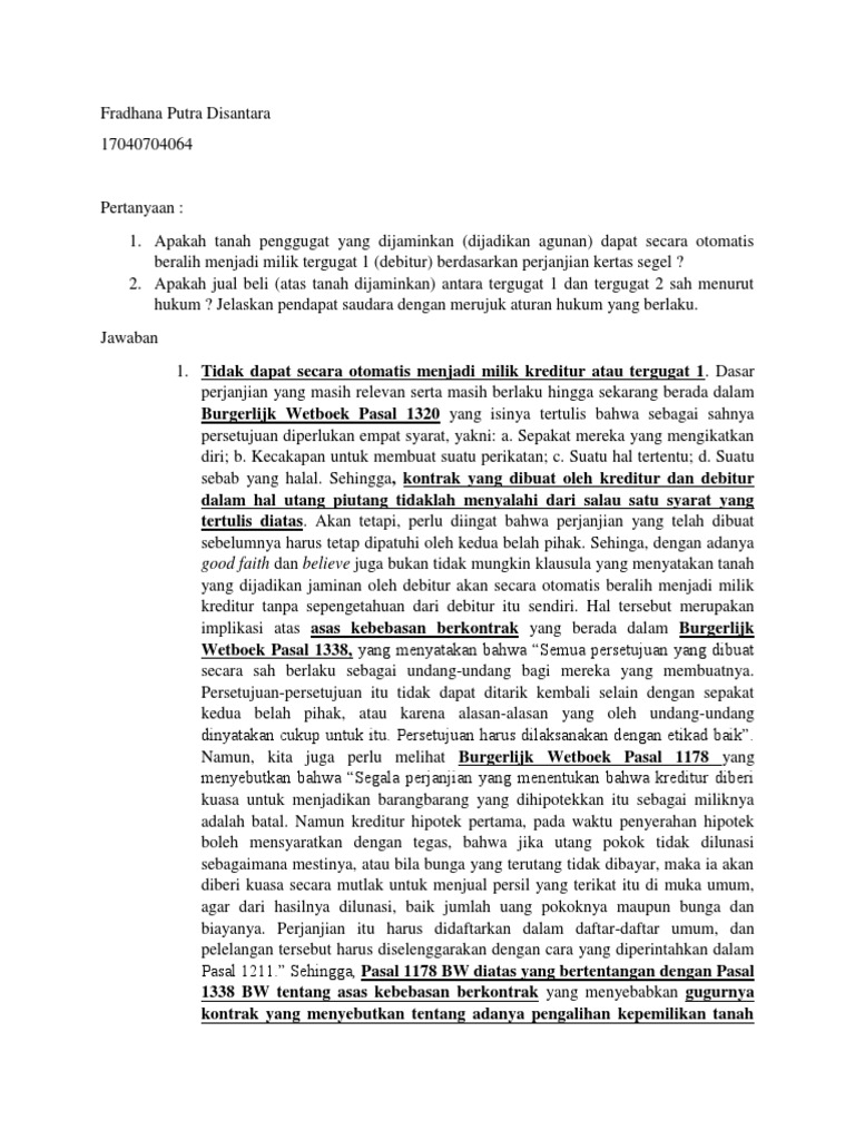 Analisa Kasus Ny Warsito PLKH Perdata | PDF