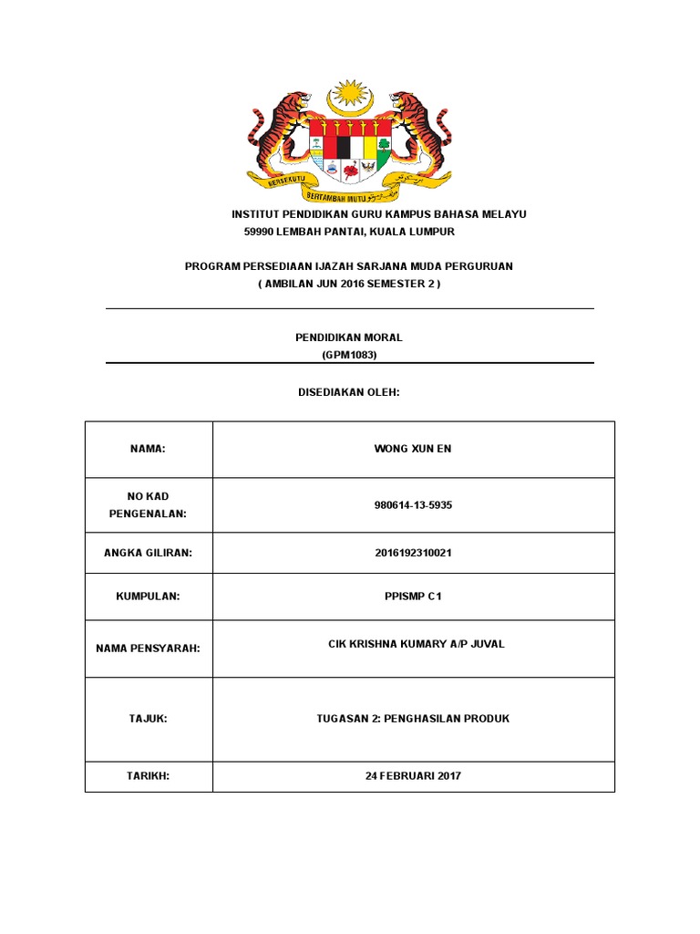 GPM1083 Pendidikan Moral Esei 2 | PDF