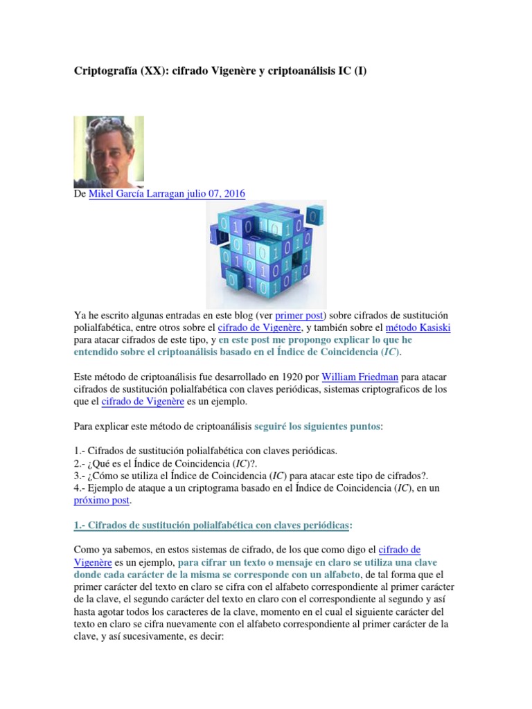Criptografía Vigenere Criptoanalisis | PDF