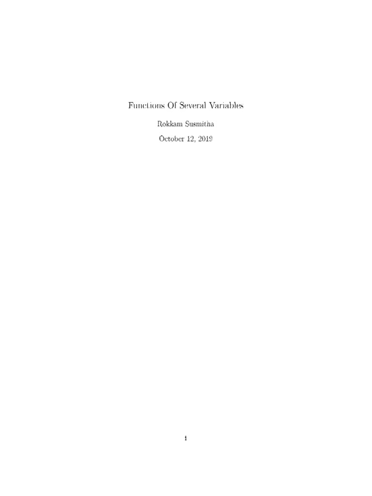 Functions of Several Variables | PDF