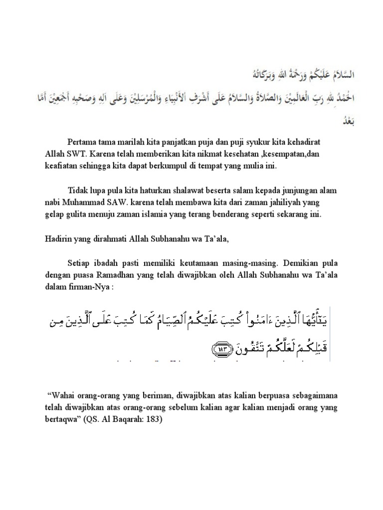 Cermah Keutamaan Puasa | PDF