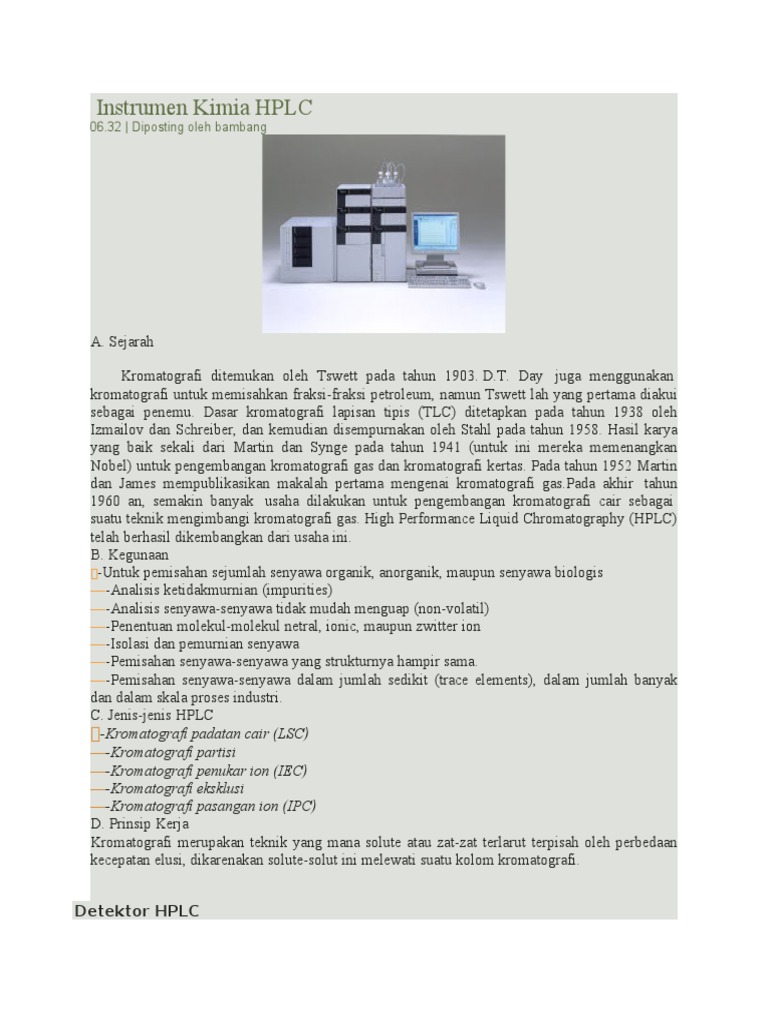 Prinsip Dasar HPLC | PDF