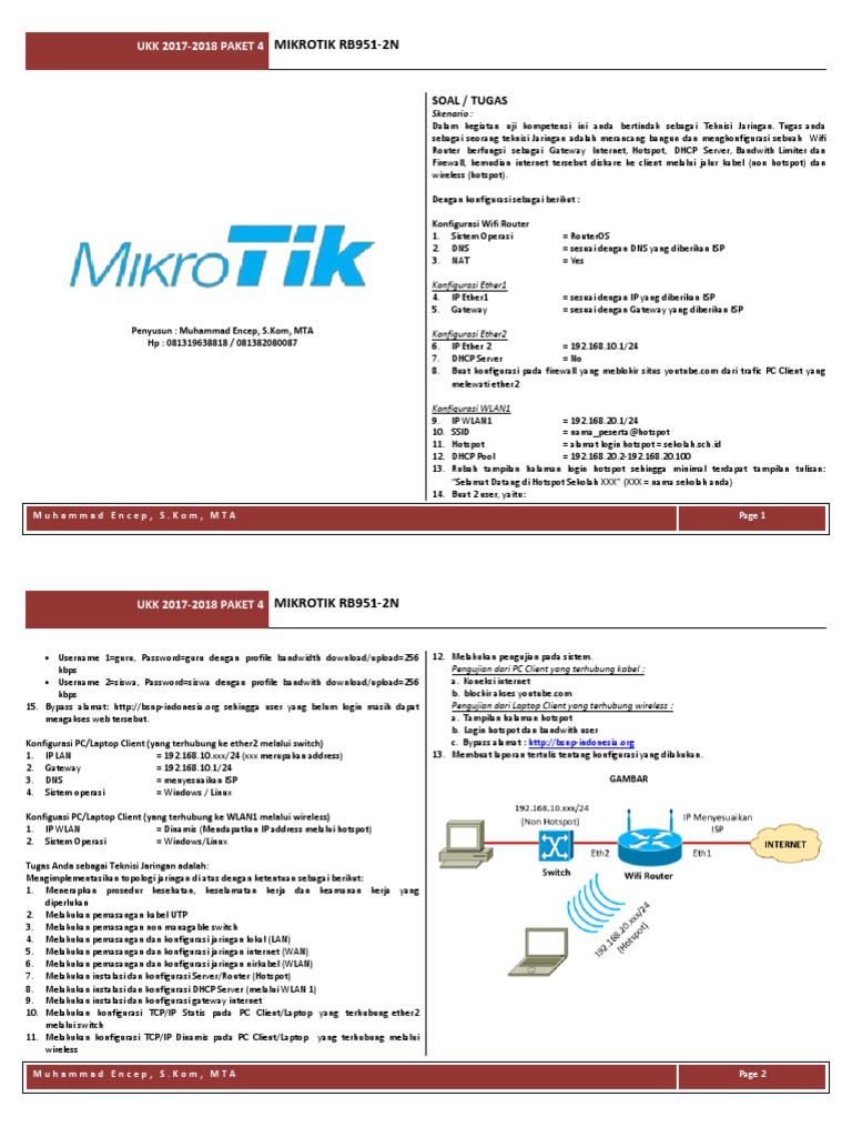 Konfigurasi Mikrotik Modul Paket 4 PDF | PDF