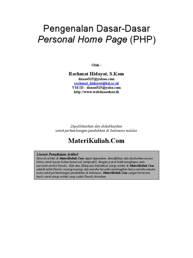 Rachmath Pengenalan Dasar PHP | PDF