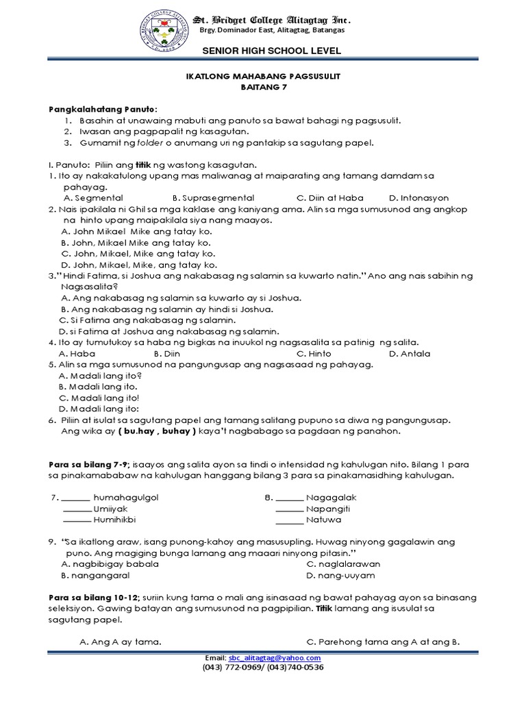 3rd Grading Filipino 7 | PDF