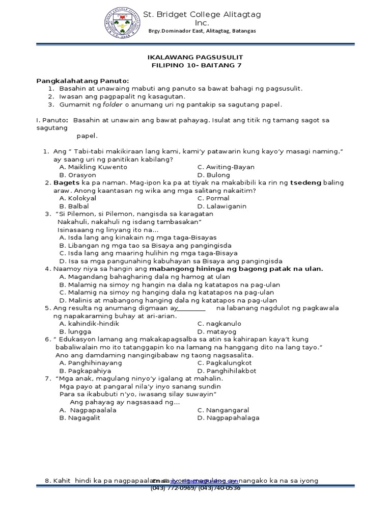 Second Grading Grade 7 | PDF
