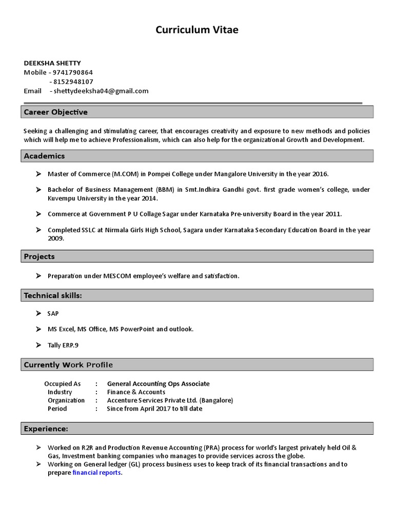 Deeksha Shetty Resume | PDF