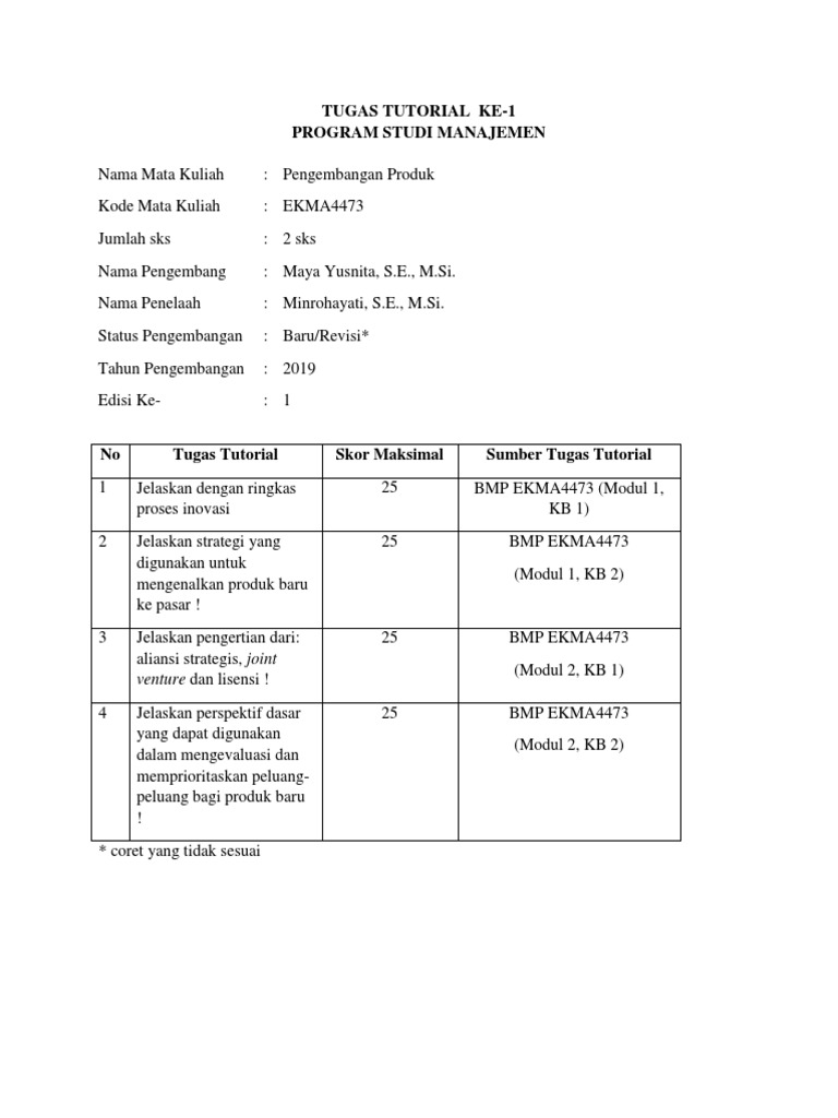 TUGAS 1 Pengembangan Produk | PDF