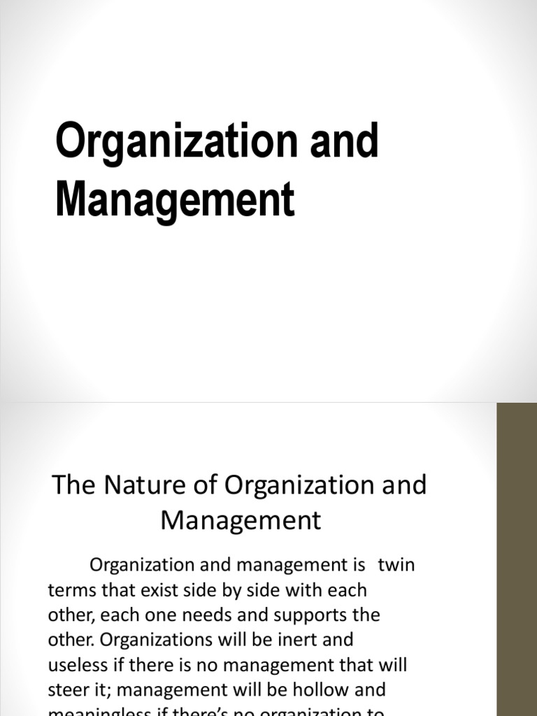 Organization and Management | PDF