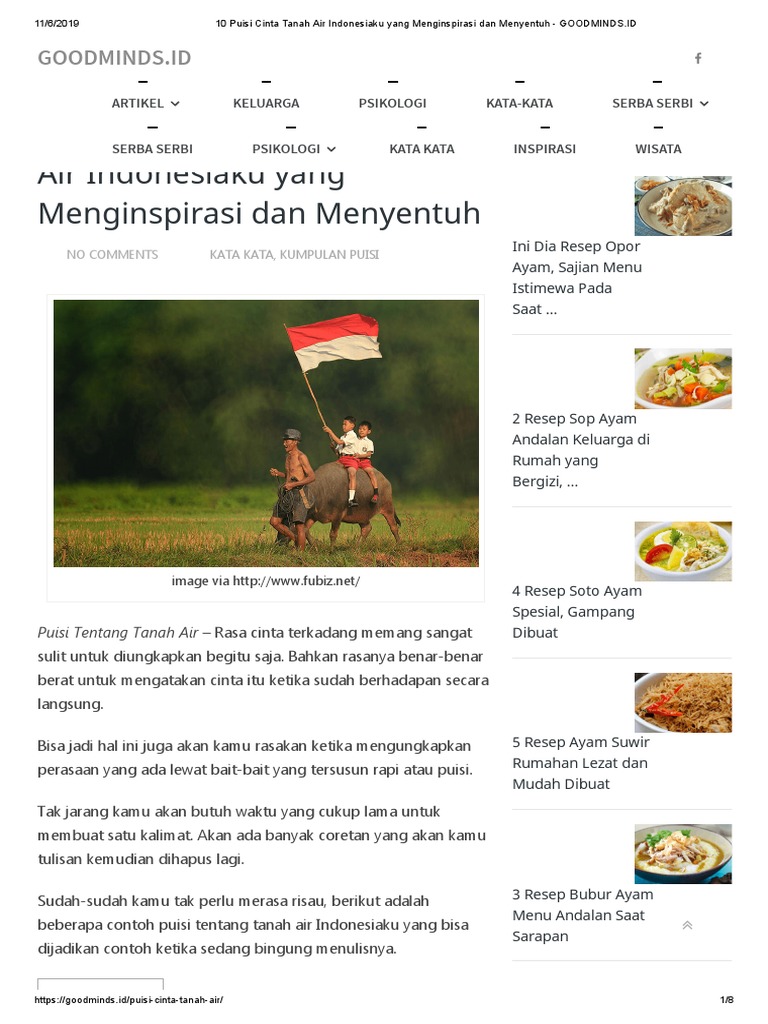 10 Puisi Cinta Tanah Air Indonesiaku Yang Menginspirasi Dan Menyentuh - GOODMINDS - ID PDF | PDF