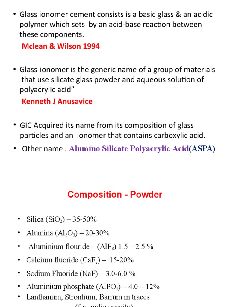 GIC Setting Reaction & Classification | PDF
