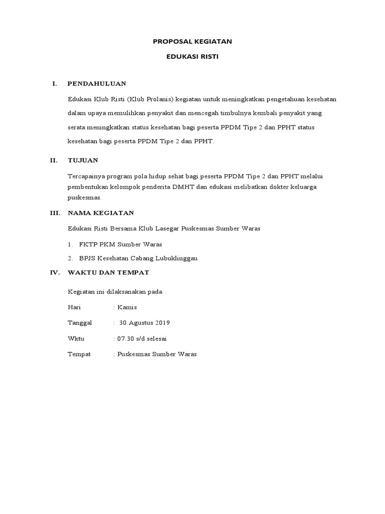 PROPOSAL KEGIATAN EDUKASI .Docx Bpjs Ca | PDF