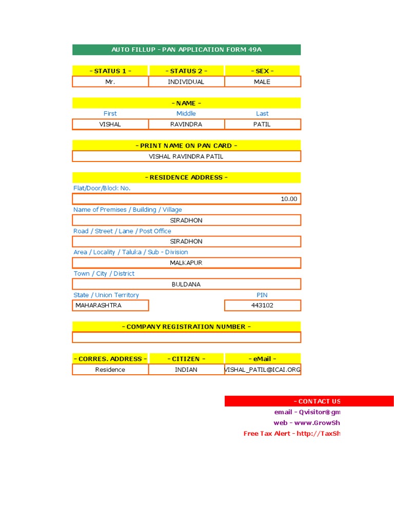 Auto Fill Form 49A | Download Free PDF | Government | Identity Document