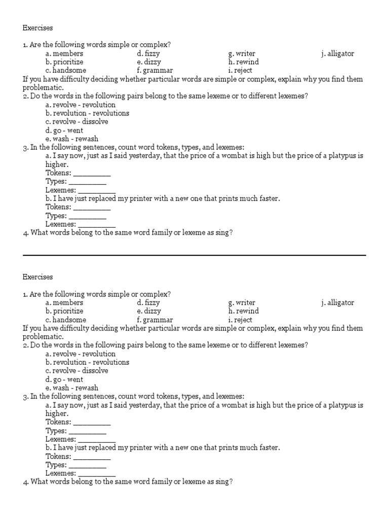 Morphology Intro Exercises | PDF