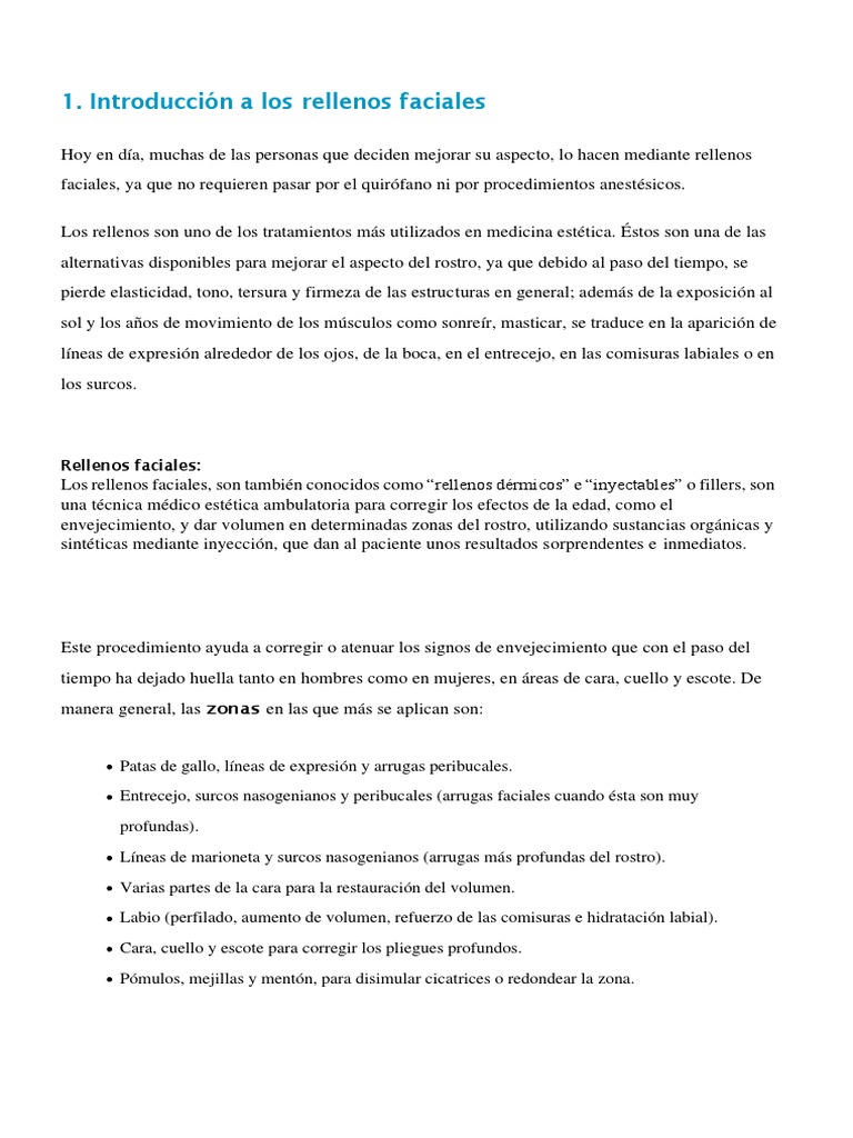 Guía de Rellenos Faciales | PDF