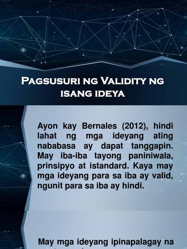 Pagsusuri NG Validity NG Isang Ideya | PDF