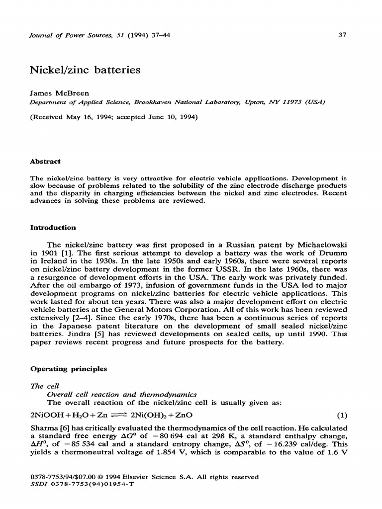Nickel - Zinc Batteries | PDF