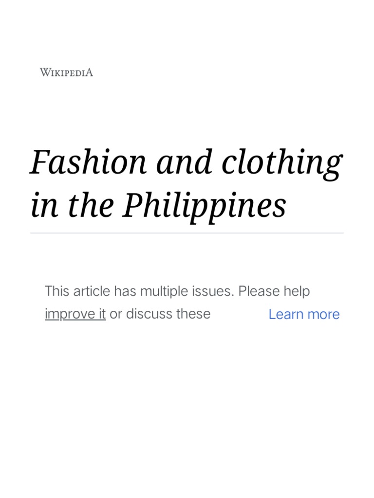 Fashion and Clothing in The Philippines - Wikipedia | PDF