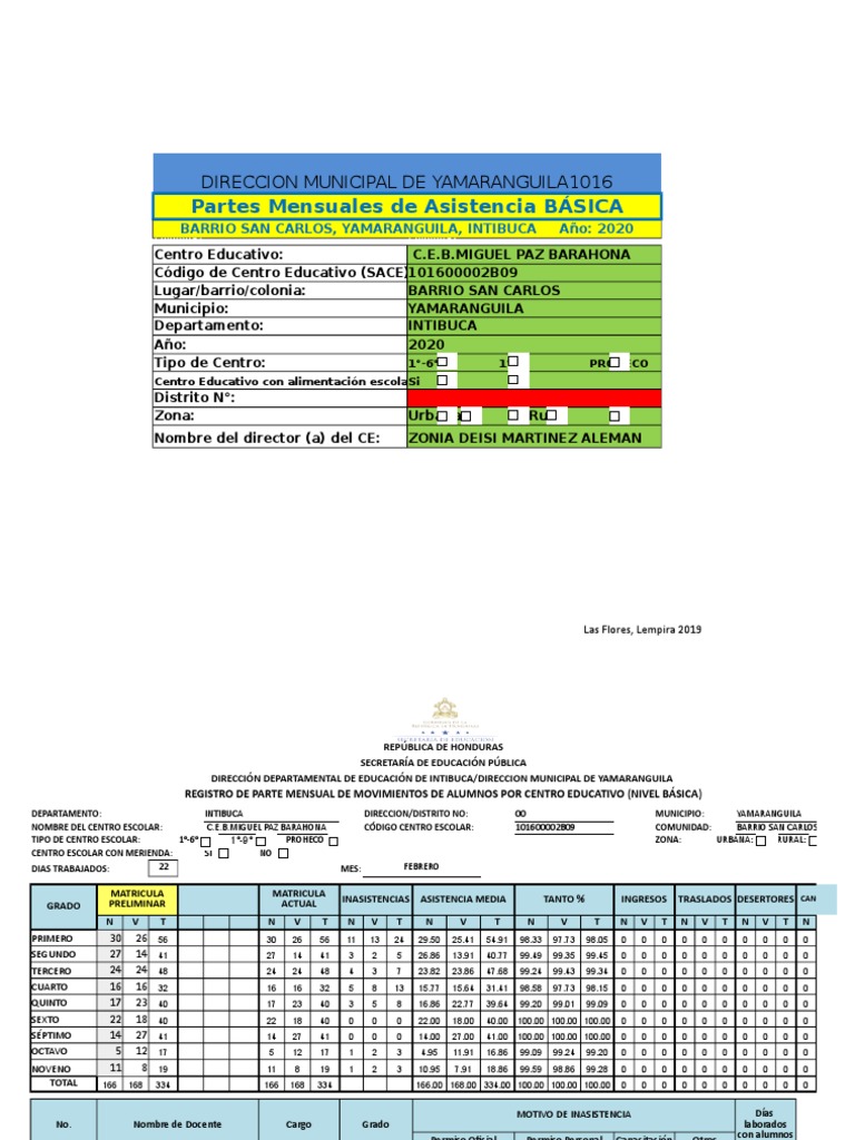 Parte Mensual Basica 2020 | PDF