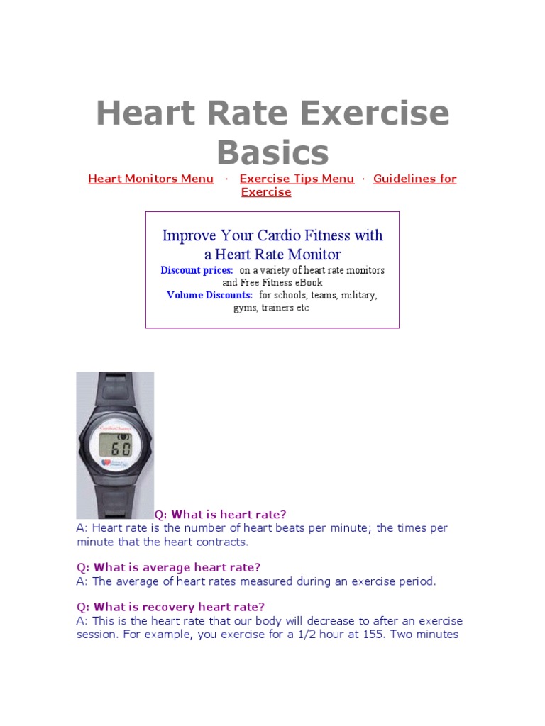 Heart Rate Exercise Basics | PDF | Heart Rate | Aerobic Exercise