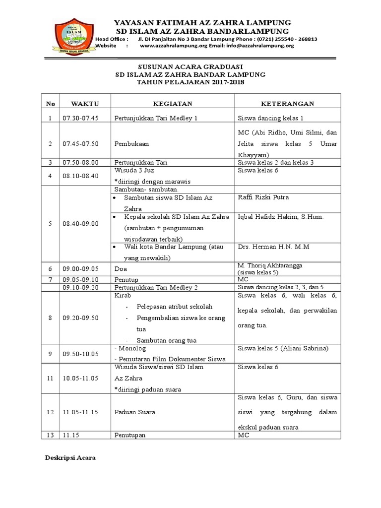 Susunan Acara Graduasi | PDF