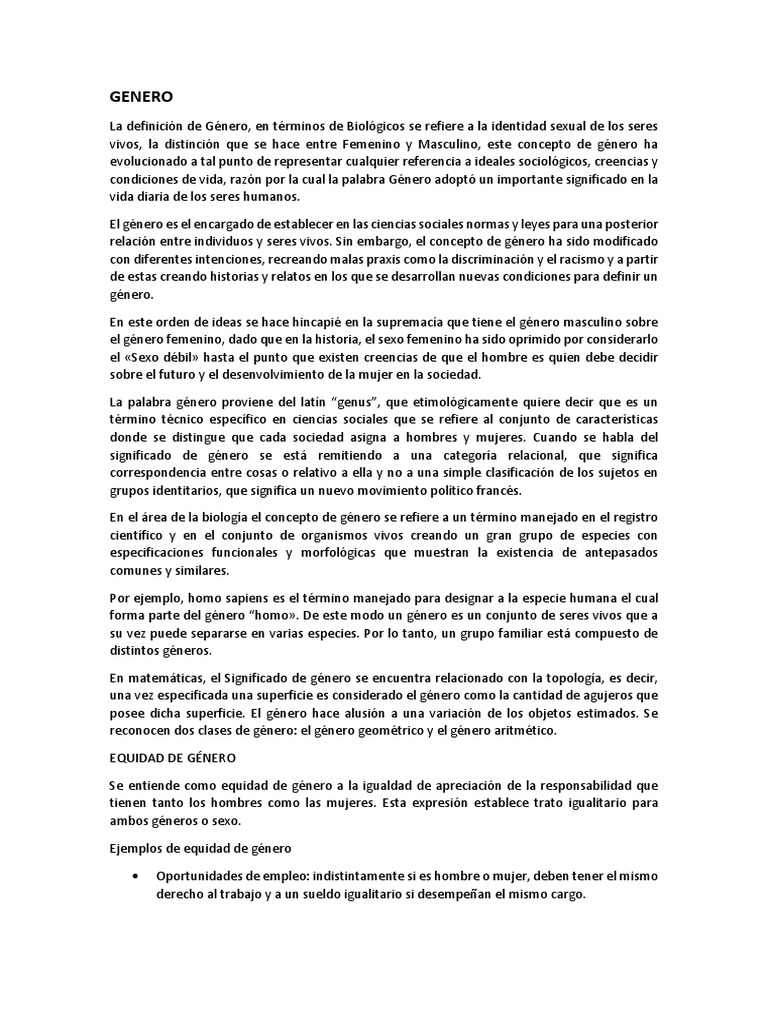 La Definición de Género | PDF
