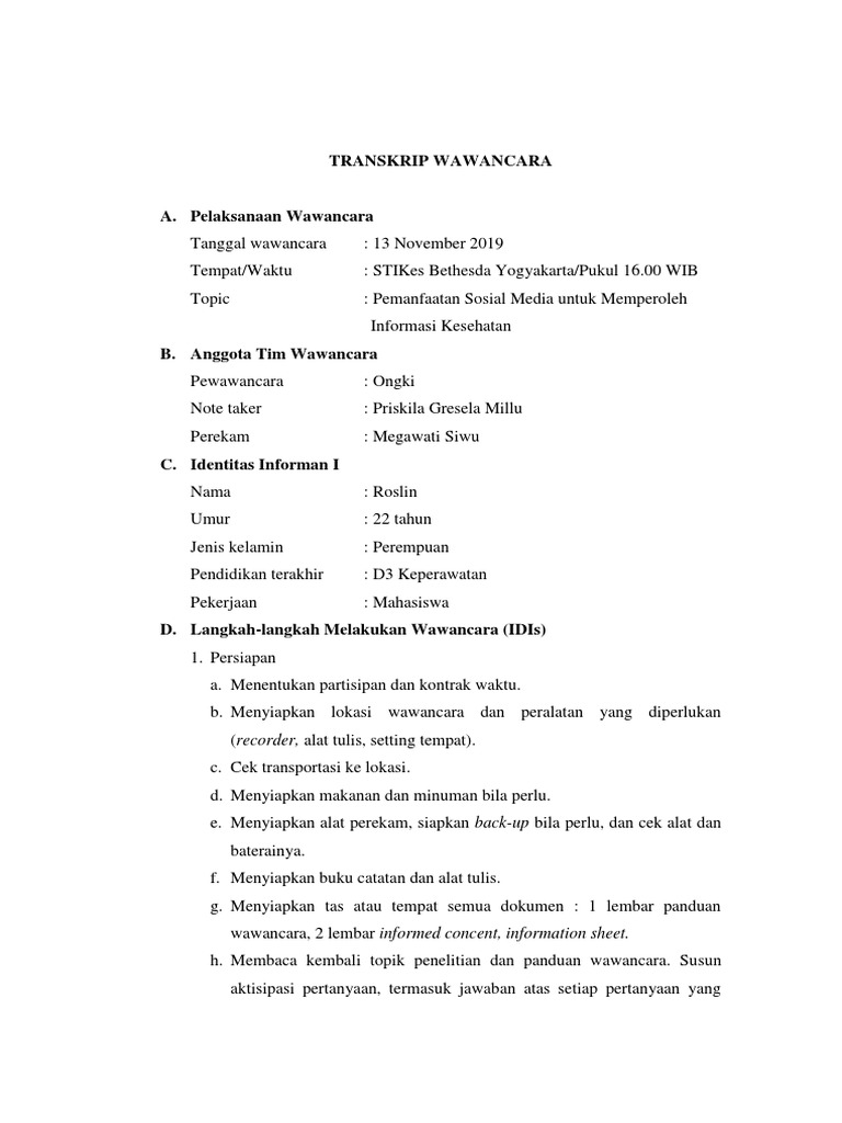 Transkrip Wawancara | PDF