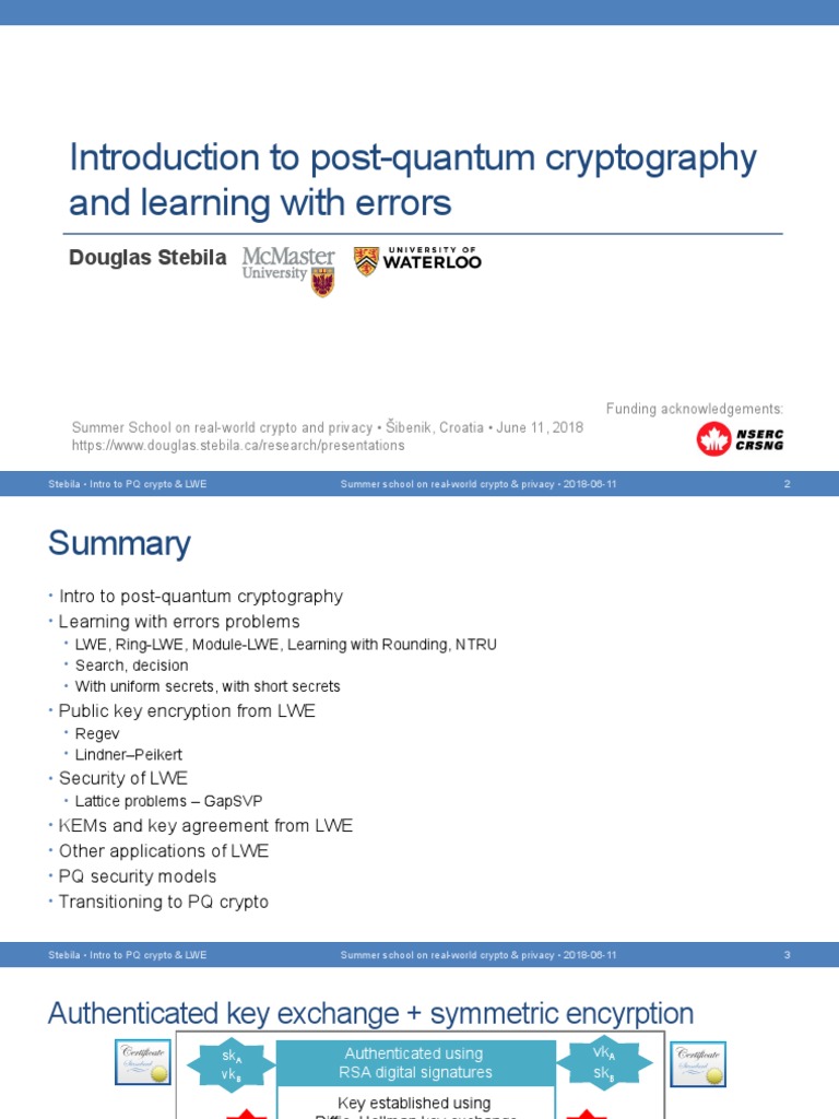 Introduction To Post-Quantum Cryptography and Learning With Errors | PDF