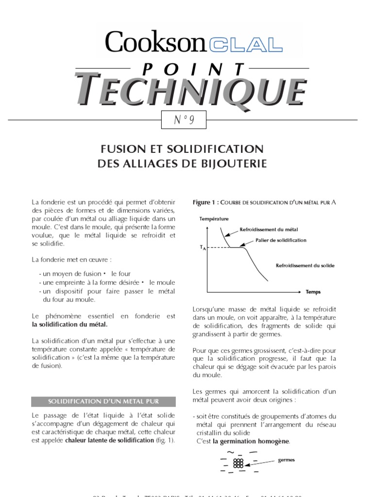 Fusion Et Solidification | PDF | Solidification | Fusion (physique)