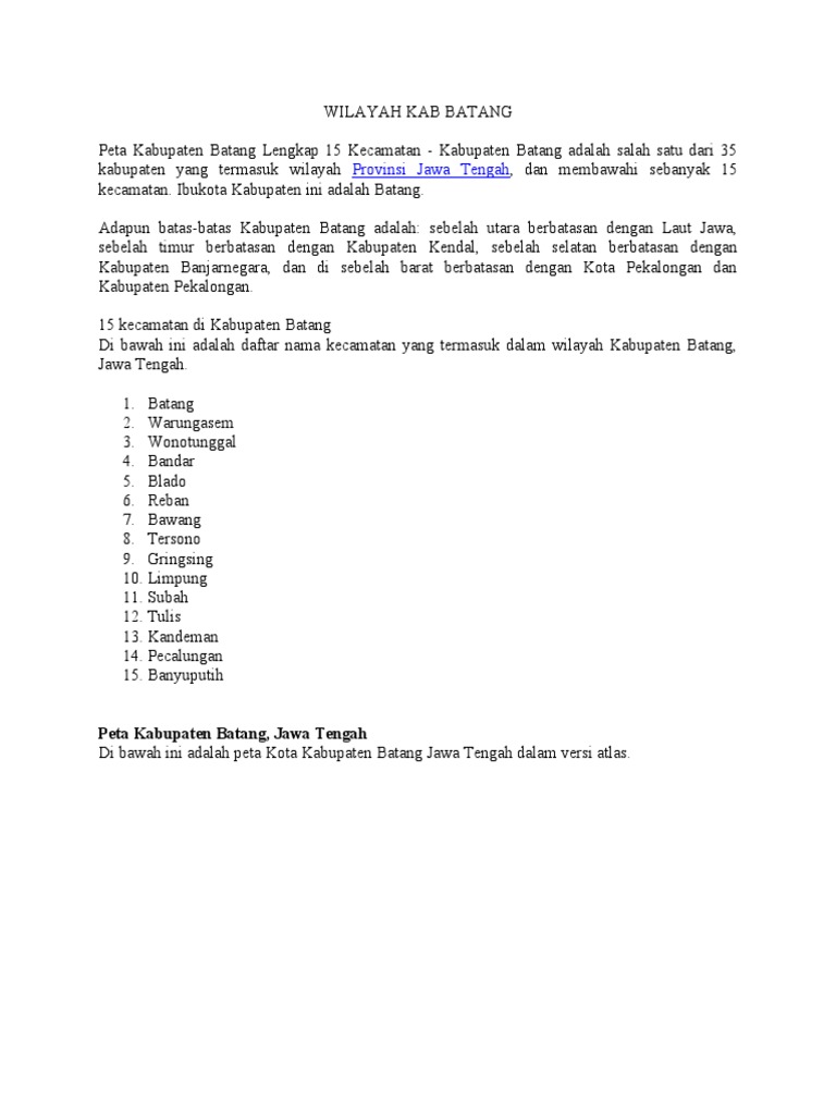 Wilayah Kab Batang | PDF