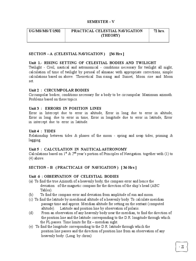PRACTICAL CELESTIAL NAVIGATION (Theory) | PDF