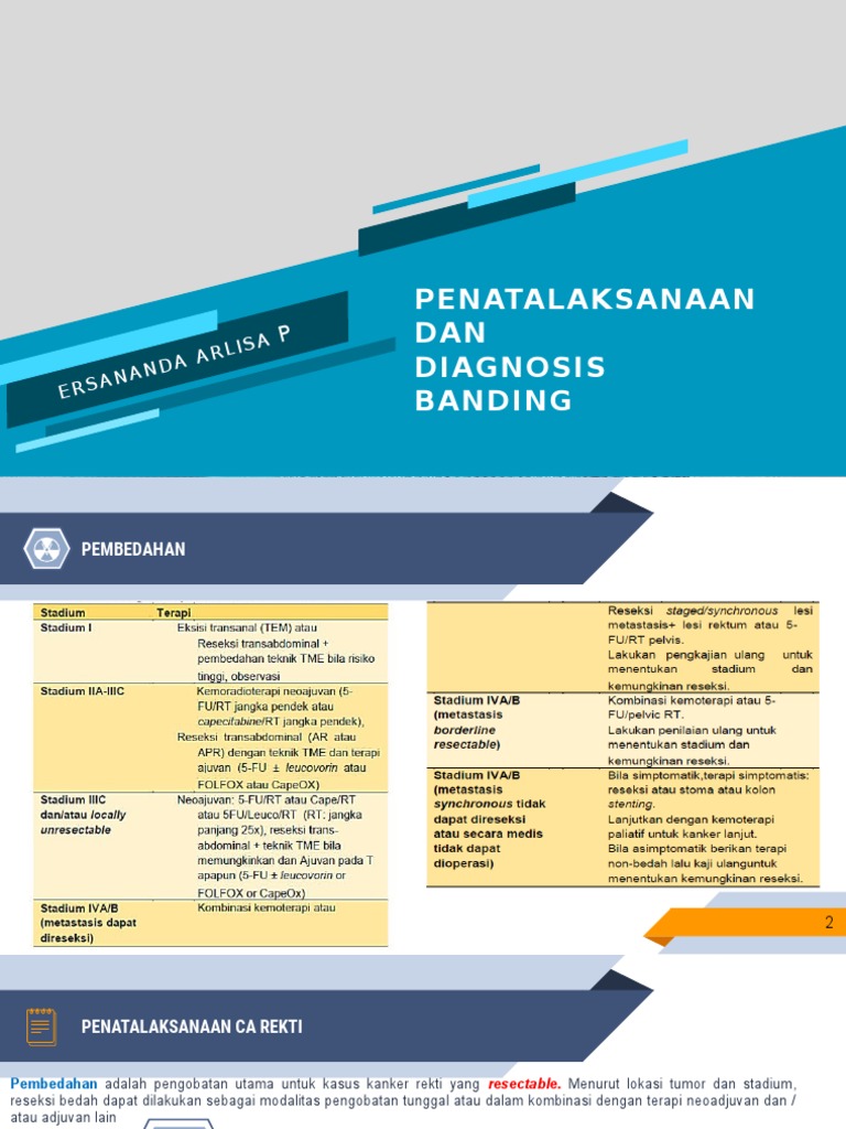 Presentation Penatalaksanaan Dan Diagnosis Banding Ca Rekti | PDF