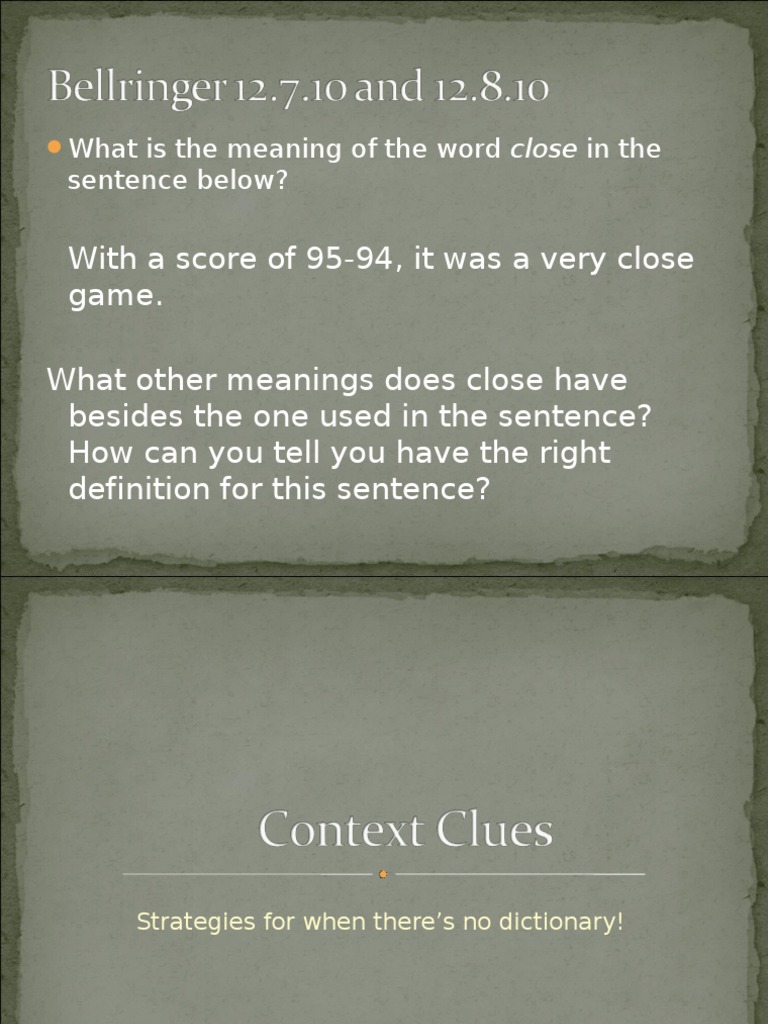 Understanding the Word "Close" in Context | PDF | Language Arts ...
