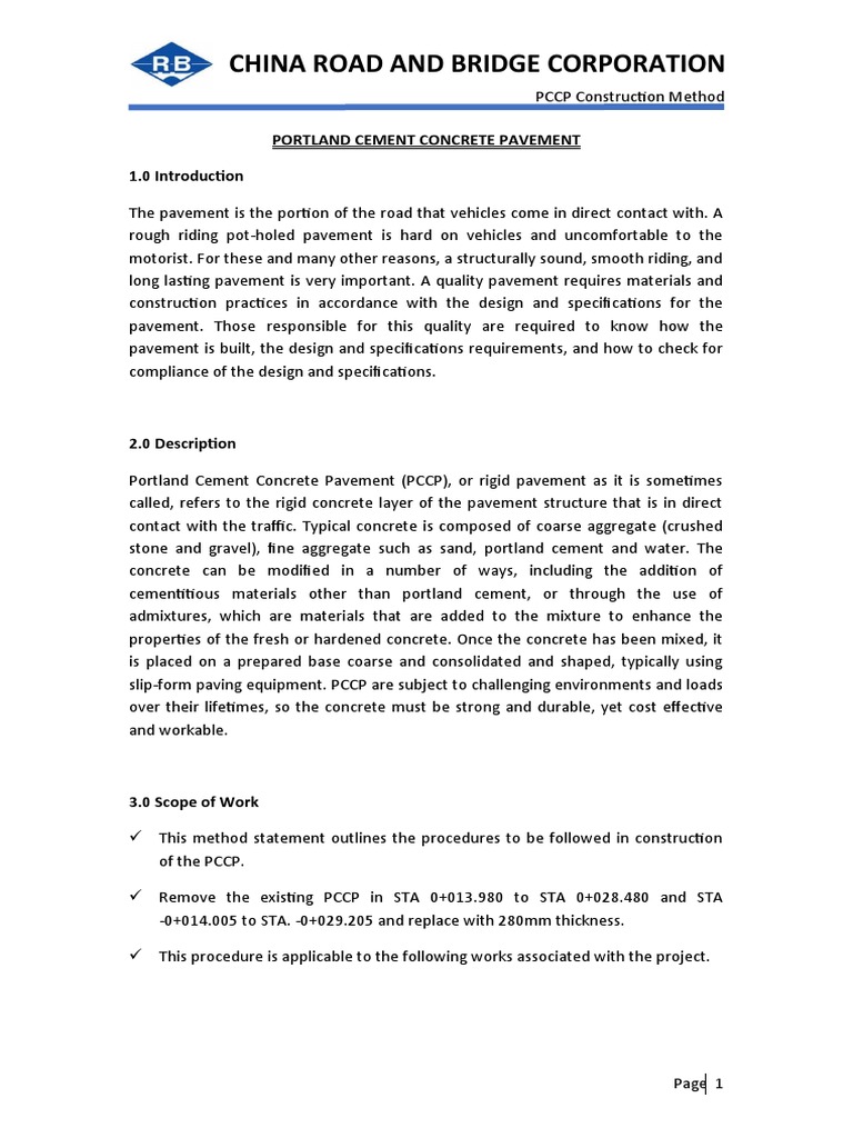 PCCP Construction Method | PDF
