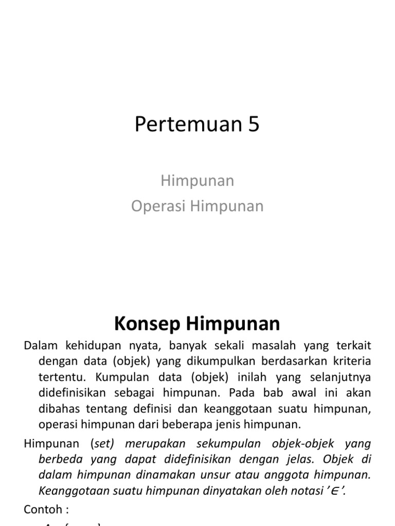 Pertemuan 5 Logmat Himpunan | PDF