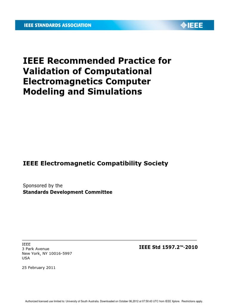 Ieee Recommended Practice For Validation of Computational Electr PDF | PDF