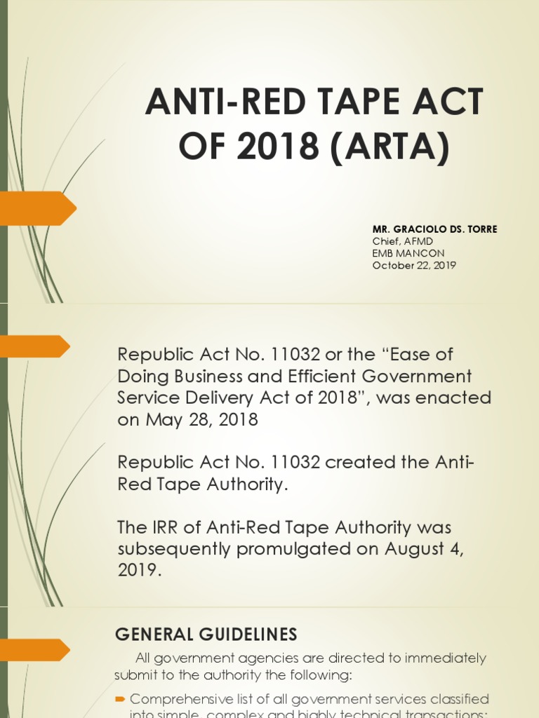 Anti-Red Tape Act (Arta) | PDF