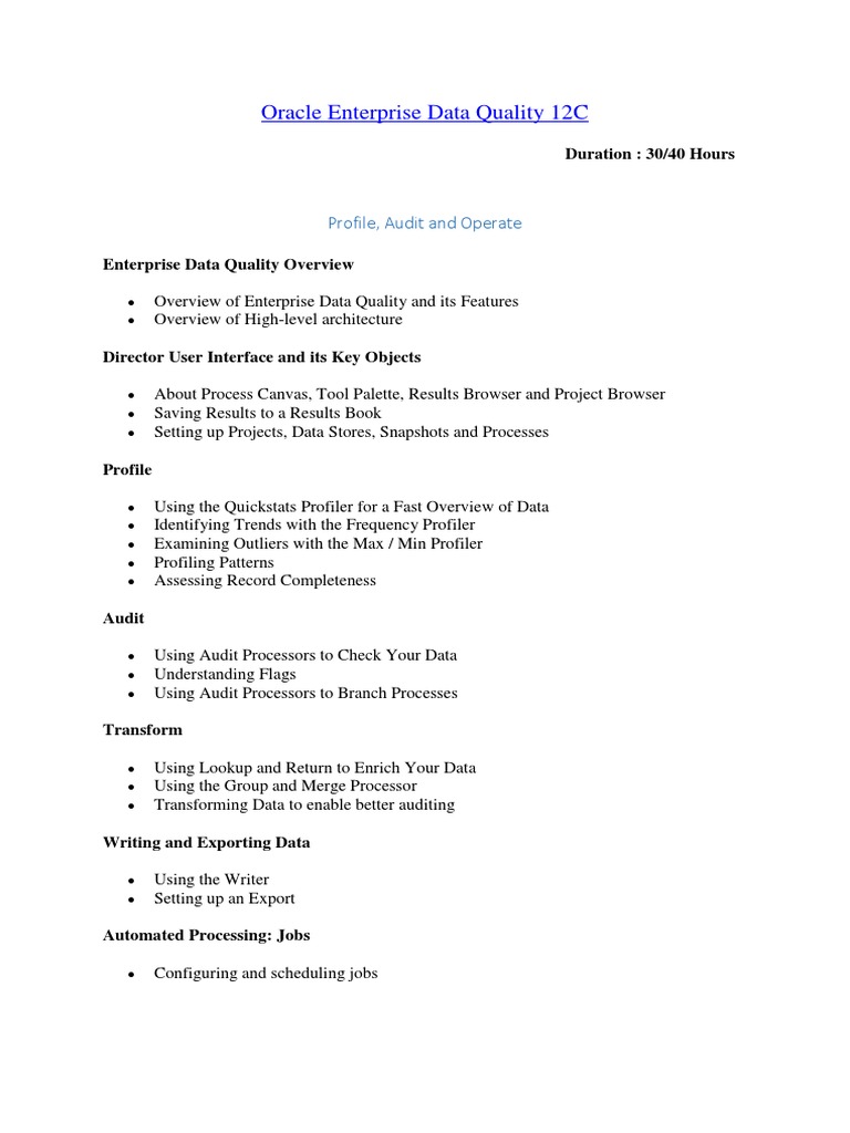 Oracle Enterprise Data Quality 12C Contents Online | PDF | Computers ...