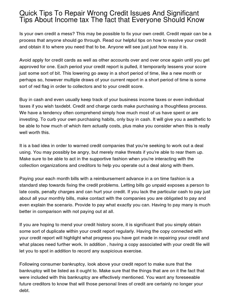 Quick Tips To Repair Wrong Credit Issues and Significant Tips About ...